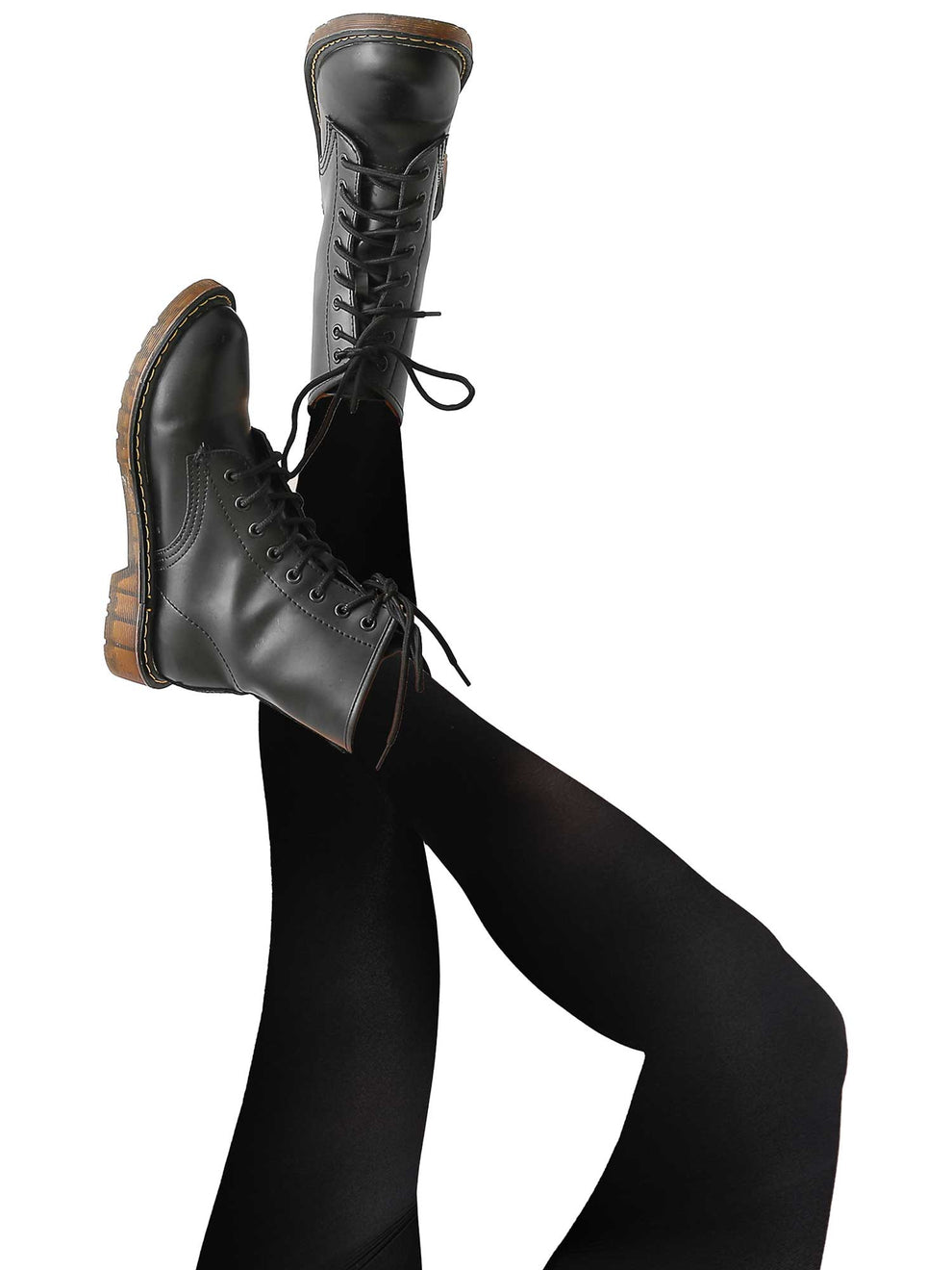 Black Fleece Footed Tights | On The Go! Hosiery – Warm Winter Tights ...